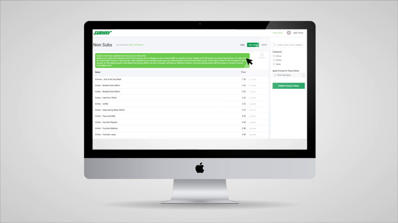 Subway Digital Menu Boards – Prendi